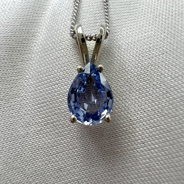 1.00 Carat Light Blue Ceylon Sapphire 18k White Gold Pear Teardrop Cut ...