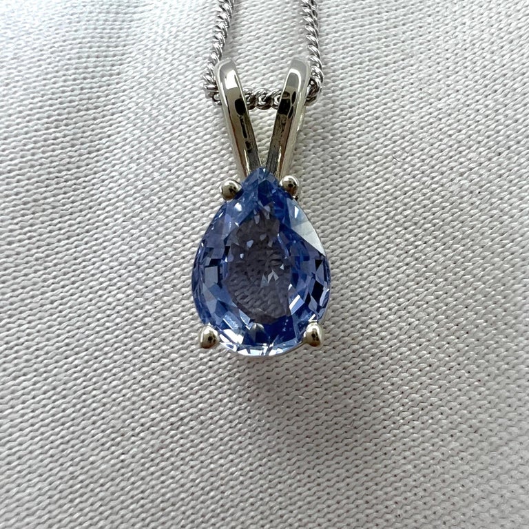 1.00 Carat Light Blue Ceylon Sapphire 18k White Gold Pear Teardrop Cut ...