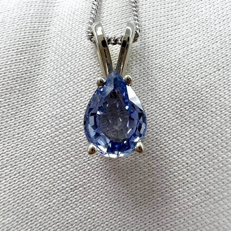 1.00 Carat Light Blue Ceylon Sapphire 18k White Gold Pear Teardrop Cut ...