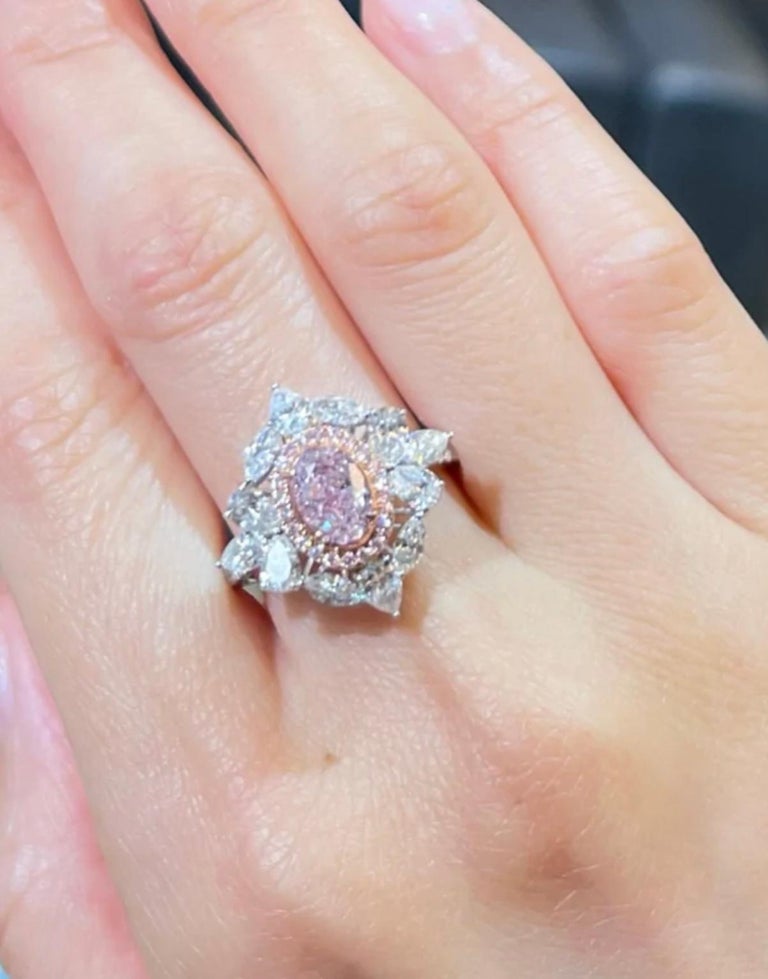 1.00ct Light Pink Oval SI2 GIA Ring at 1stDibs