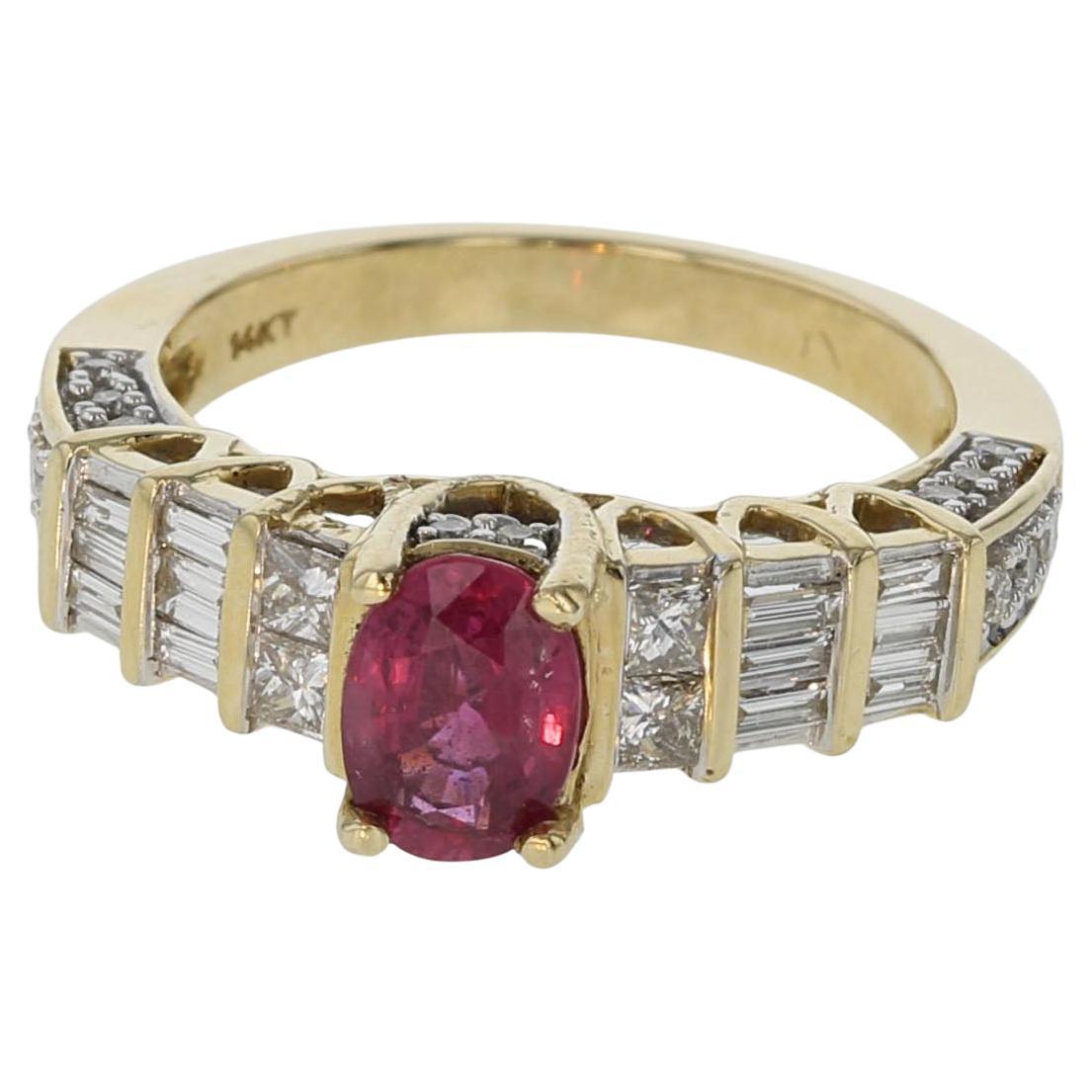 1.00ct Natural Burma Ruby 14K Yellow Gold Ring For Sale at 1stDibs