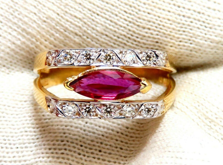 1.00 Carat Natural Ruby Marquise Ring 14 Karat Gold Mod Split Shank ...