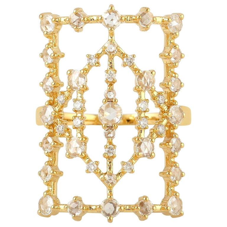 Rosecut Diamond 18 Karat Gold Laura Ring For Sale at 1stDibs