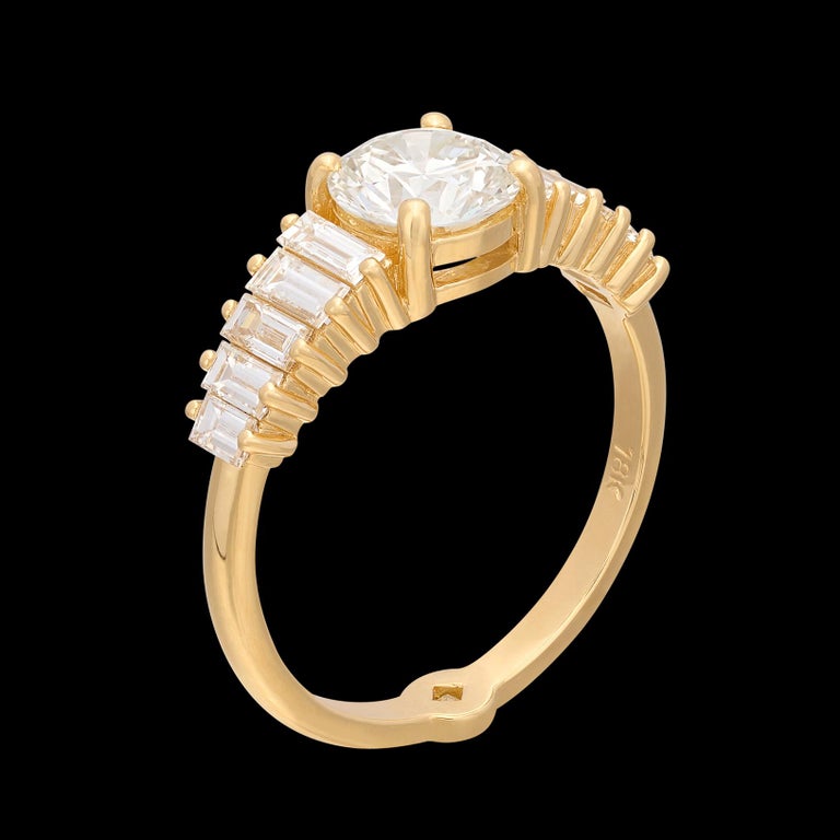 1.01 Carat Diamond and 18k Yellow Gold Ring For Sale at 1stDibs