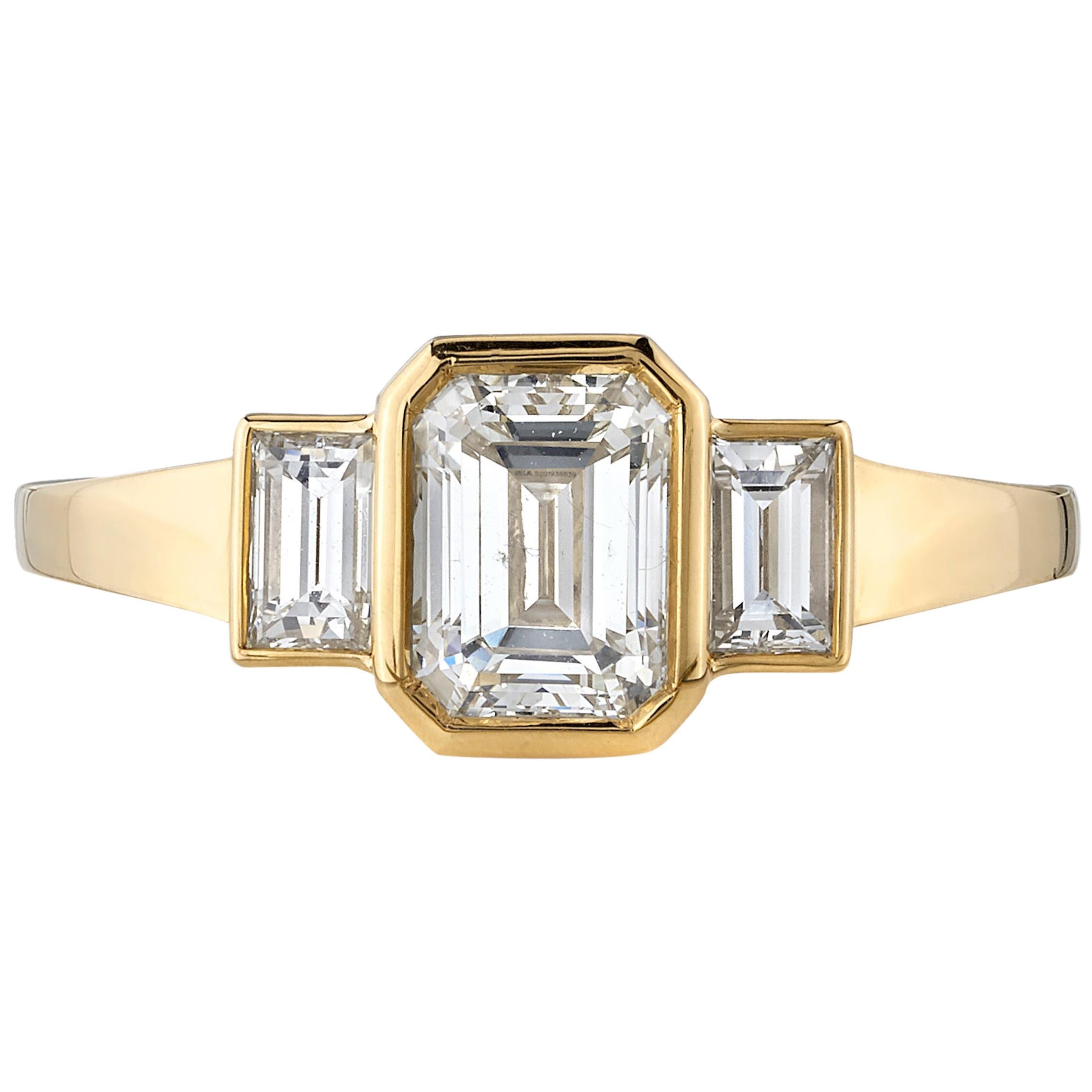 Handcrafted Bea Rectangular Step Cut Diamond Ring by Single Stone For ...