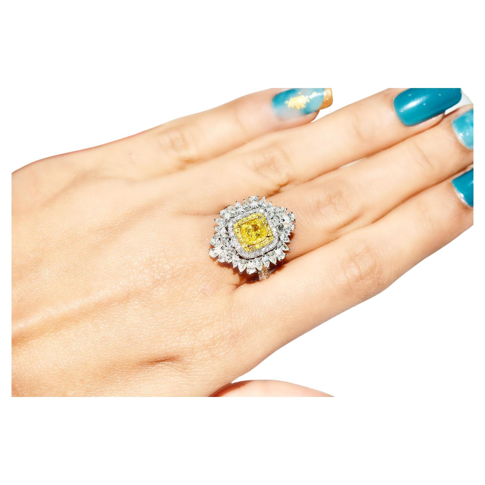 1.01 Carat Fancy Intense Yellow Diamond Ring and Pendant Convertible ...