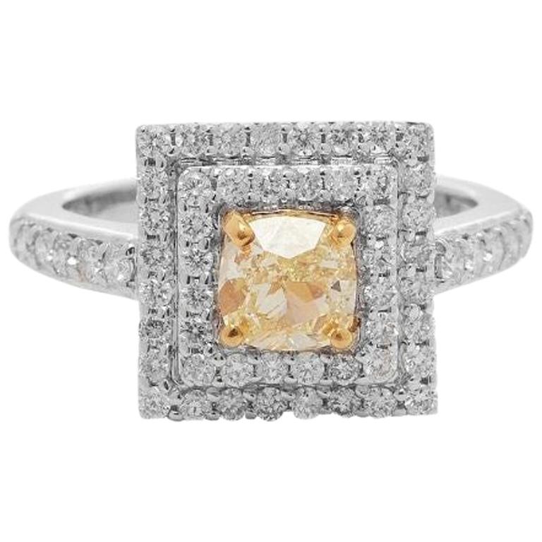 Flower Rose Cut Diamond and 4.01 Carat Fancy Yellow Briolette Ring For ...