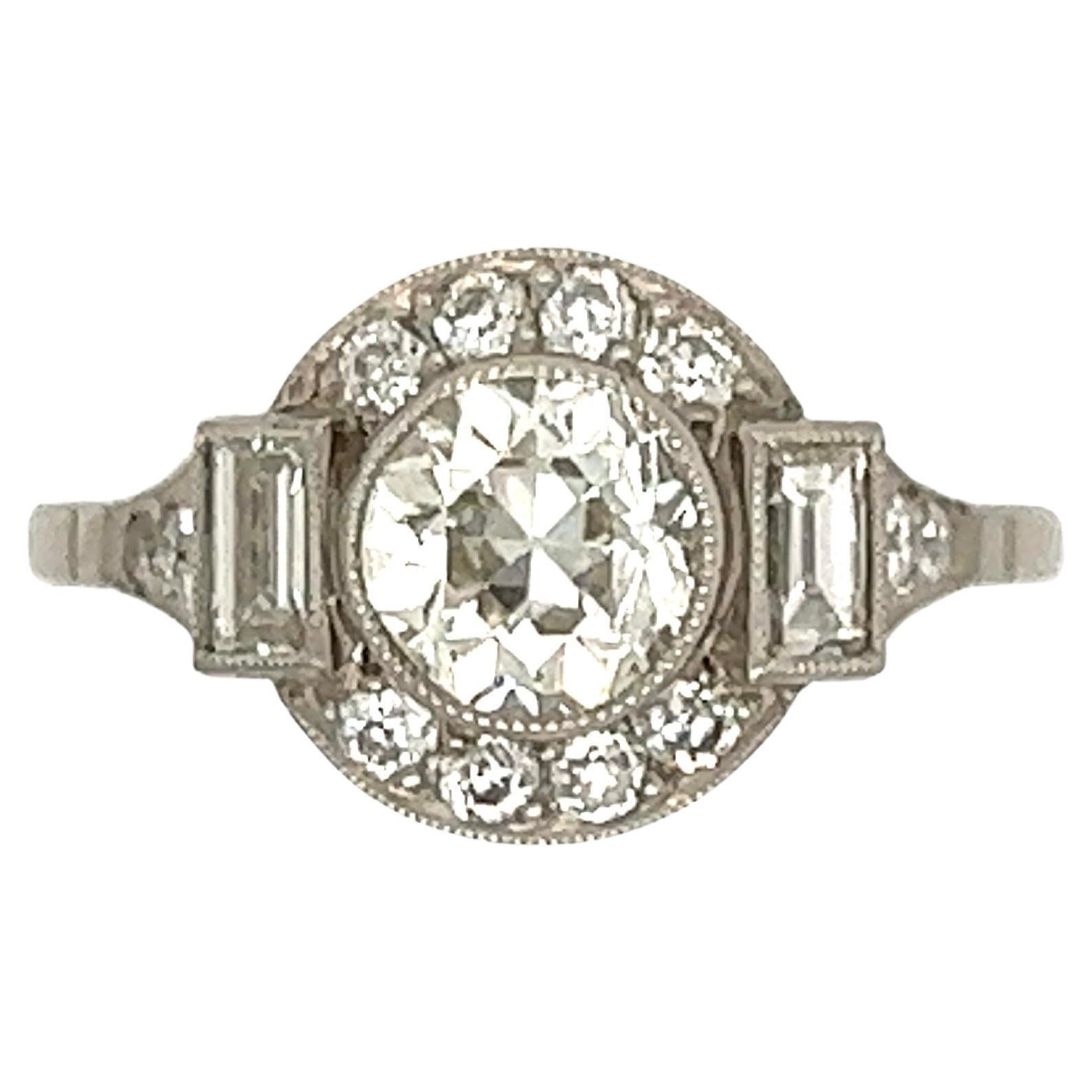 Art Deco 1.01 Carats Old European Diamond 18 Karat Gold Antique ...