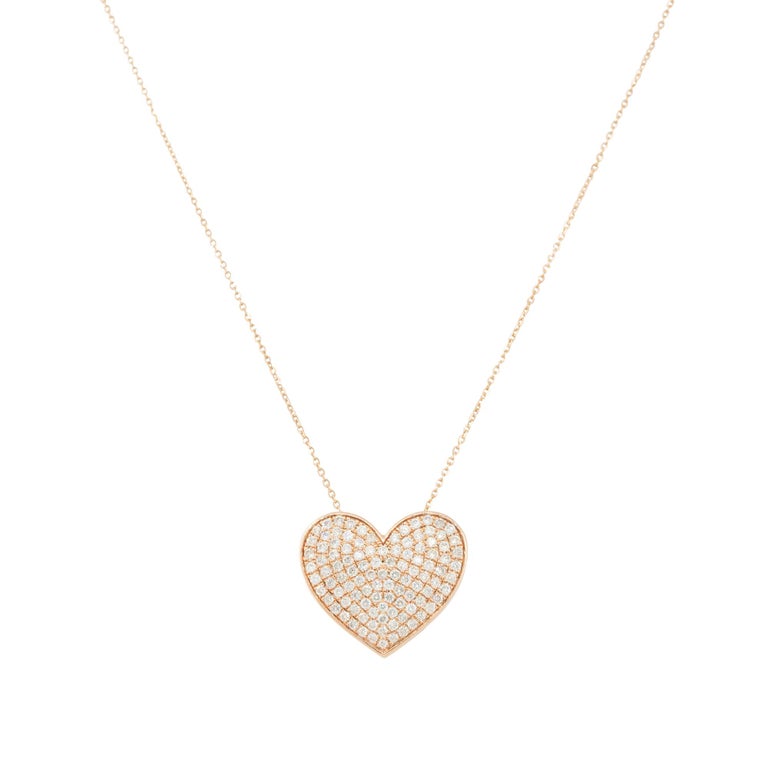 1.01 Carat Pave Diamond Heart Pendant Necklace 14 Karat In Stock For ...