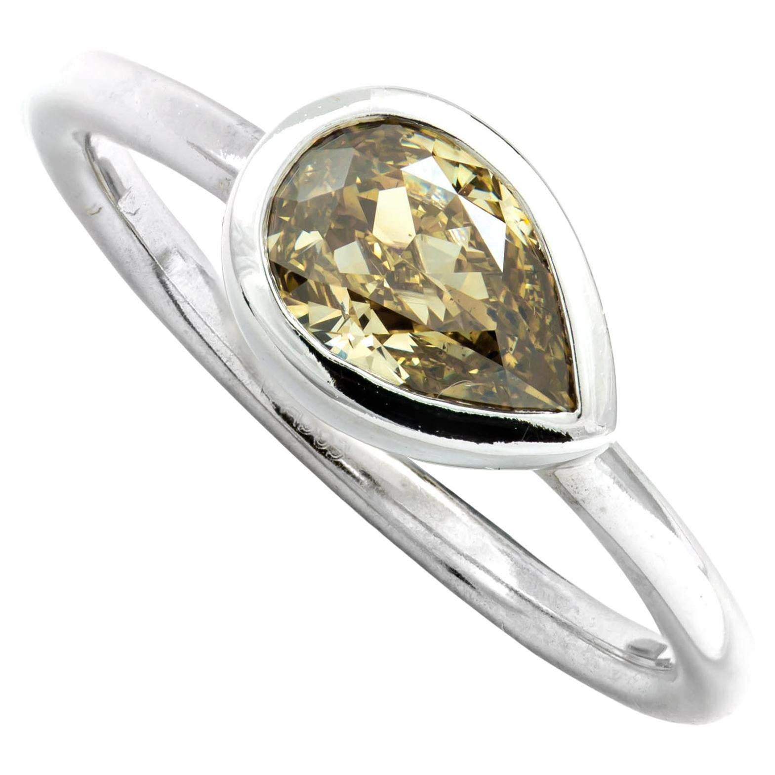 Natural Heart Brilliant Fancy Deep Yellowish Brown Diamond Ring For ...