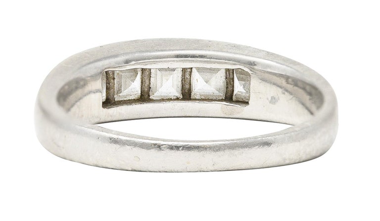 1.01 CTW Square Step Cut Diamond Platinum Channel Band Unisex Ring For ...