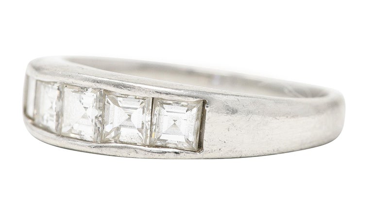 1.01 CTW Square Step Cut Diamond Platinum Channel Band Unisex Ring For ...