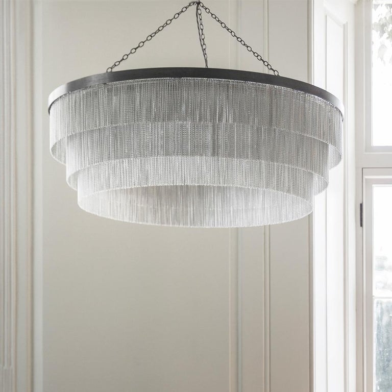 Silver Chain Shallow Chandelier in Bronze by Tigermoth Lighting For ...