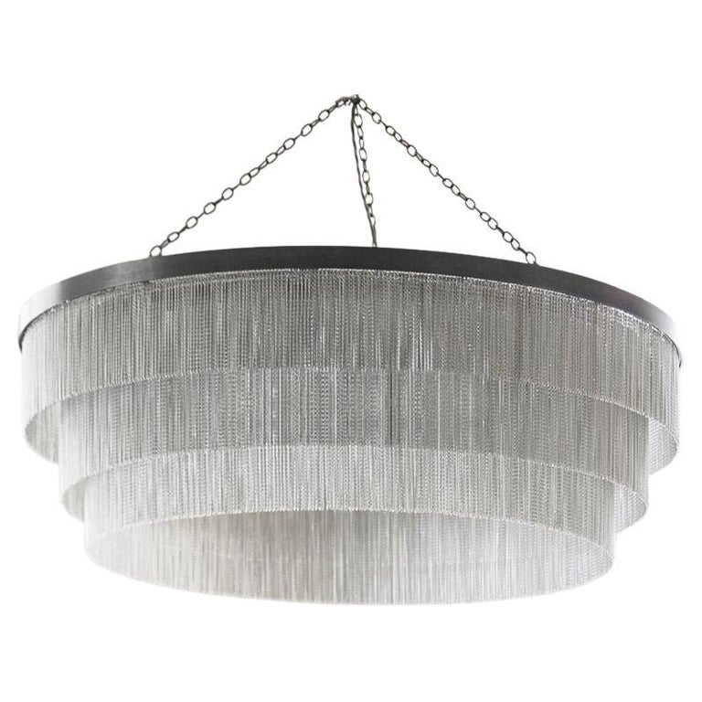 Silver Chain Shallow Chandelier in Bronze by Tigermoth Lighting For ...