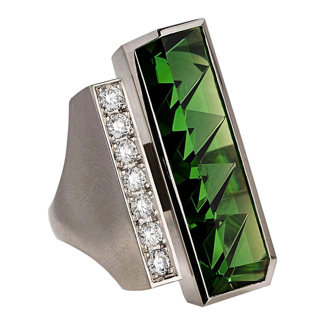 10.17 Carat Tourmaline Diamond Platinum Ring by Atelier Munsteiner For ...