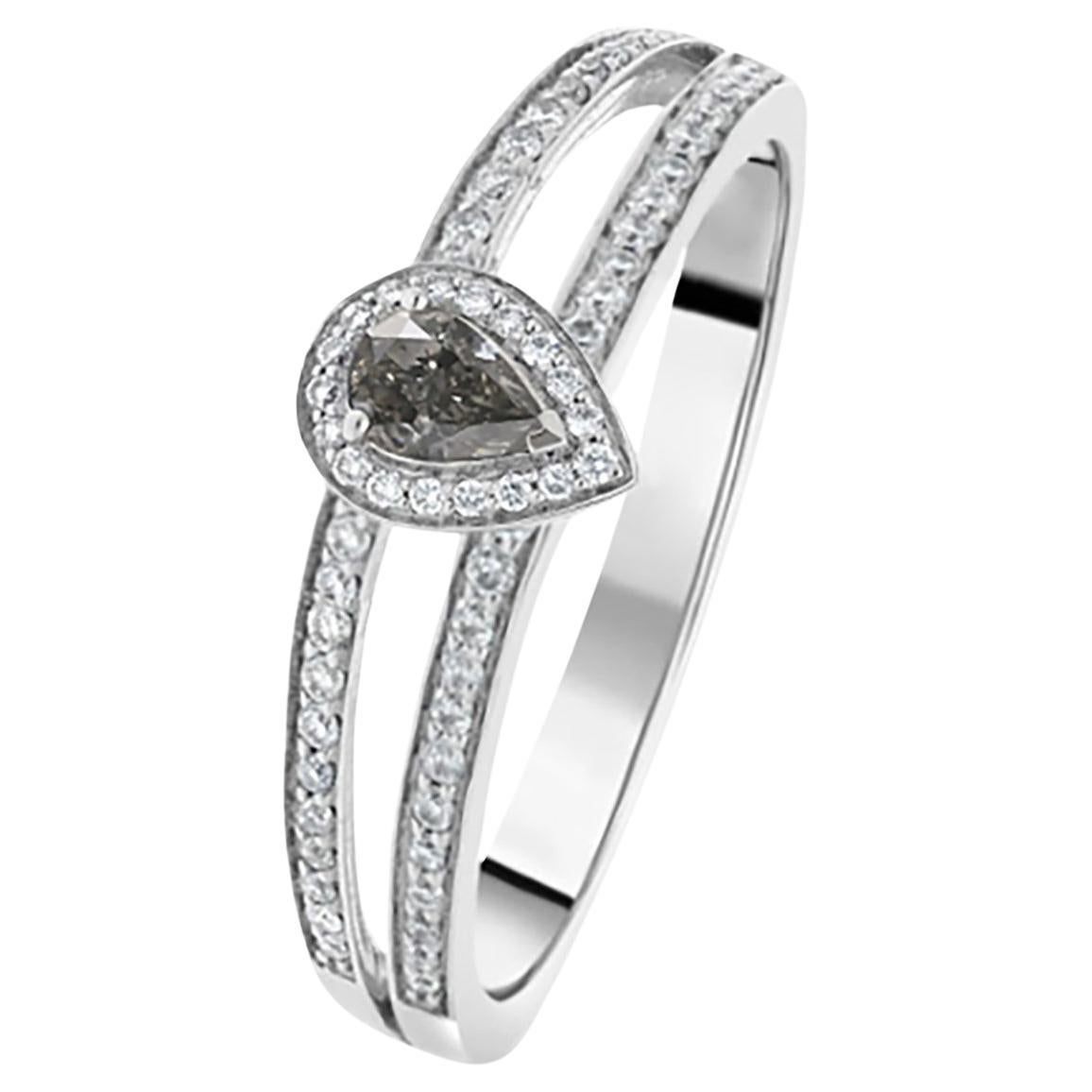 Diamond Pear Shape and Round Brilliant Three Row Ring 1.02 Carats 18KT ...