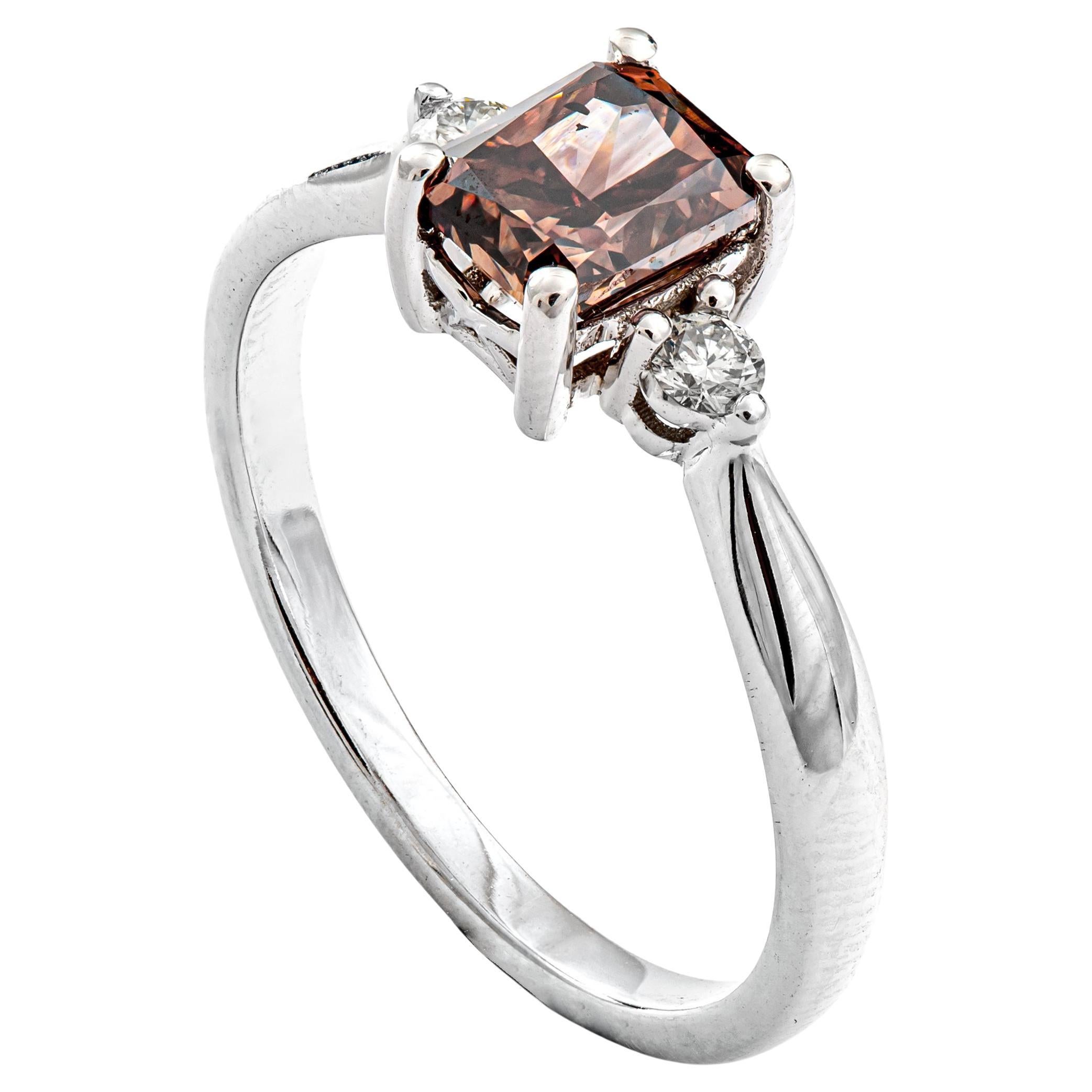 Fancy Dark Orangey Brown Oval-shaped Diamond Ring. at 1stDibs