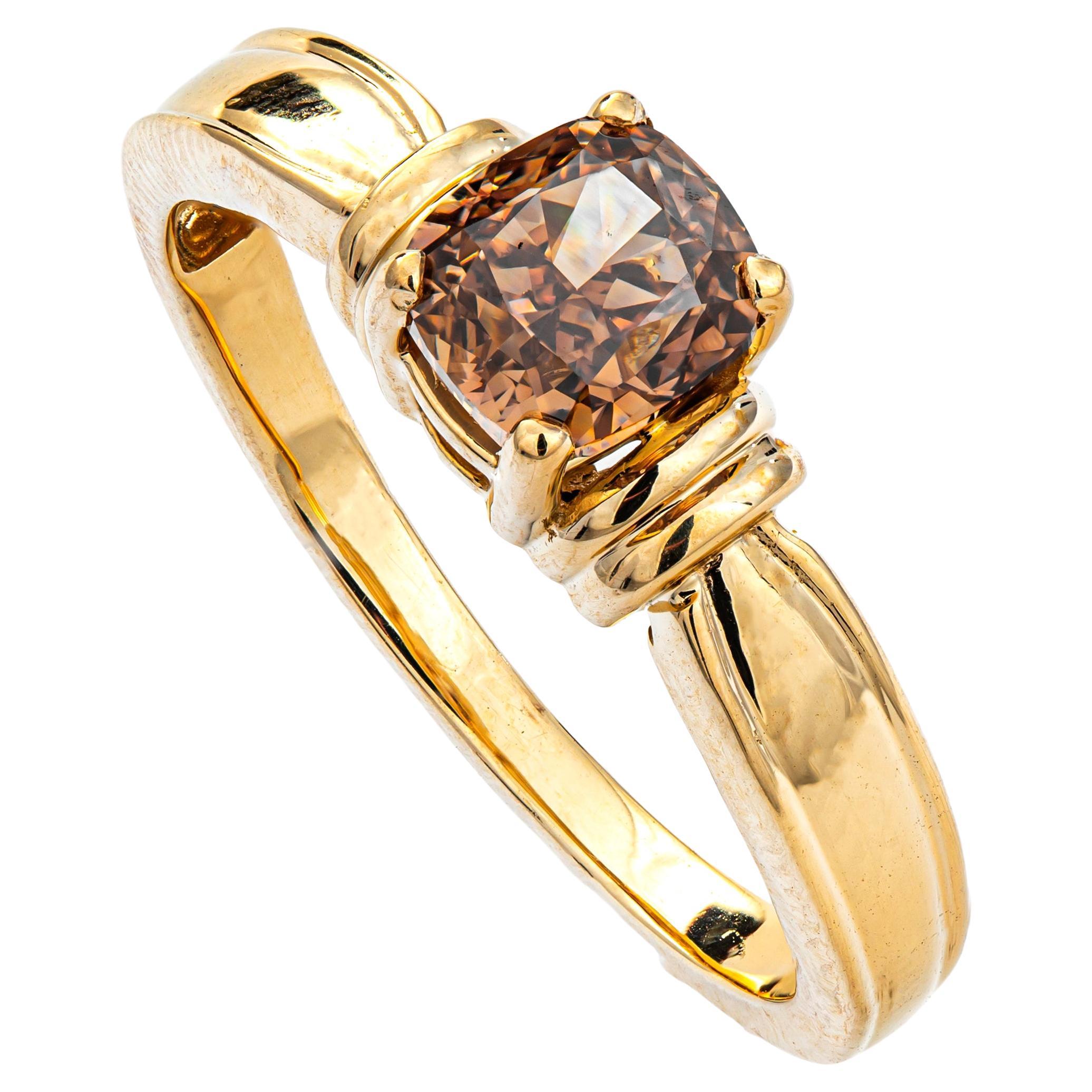 Natural Heart Brilliant Fancy Deep Yellowish Brown Diamond Ring For ...