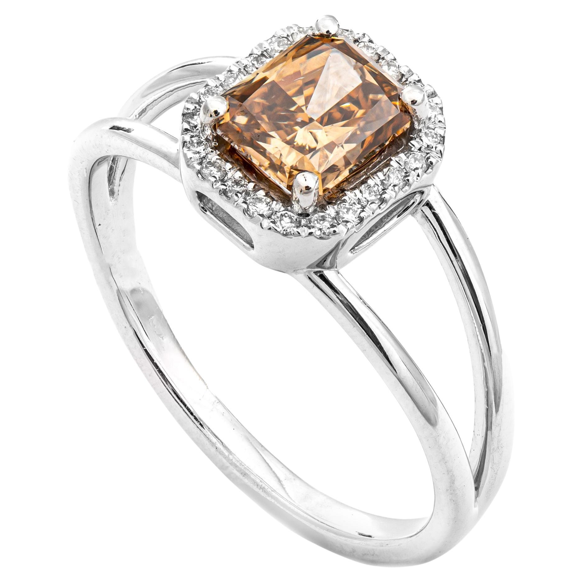 1.01 Ct Natural Fancy Dark Yellow Brown Diamond Ring, No Reserve Price ...