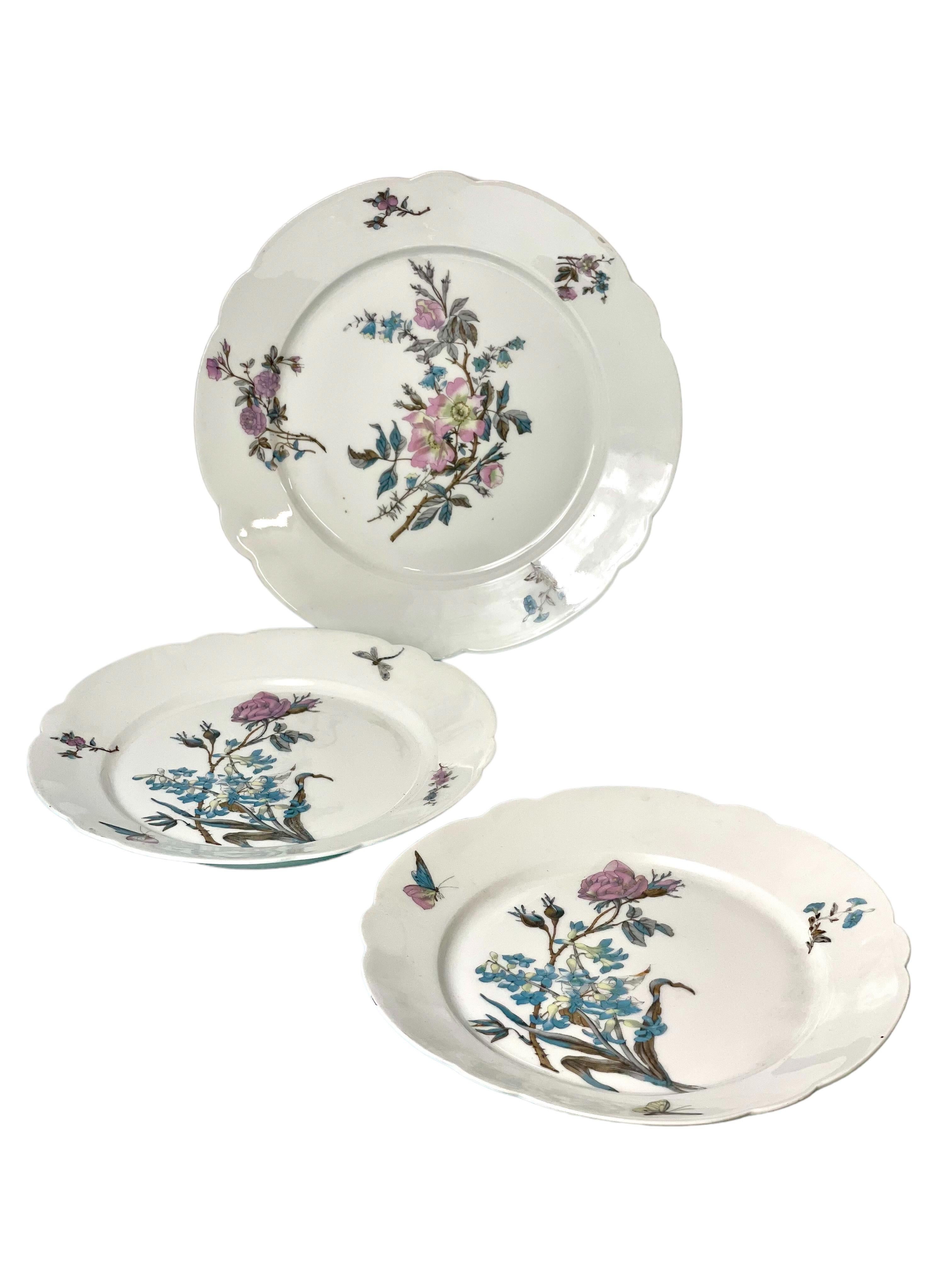 102-Piece Porcelain Dinner Service with Flowers and Butterflies For ...