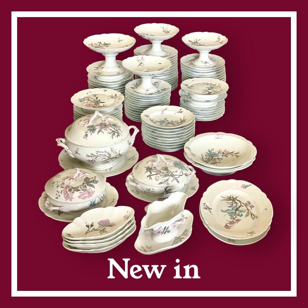 102-Piece Porcelain Dinner Service with Flowers and Butterflies For ...