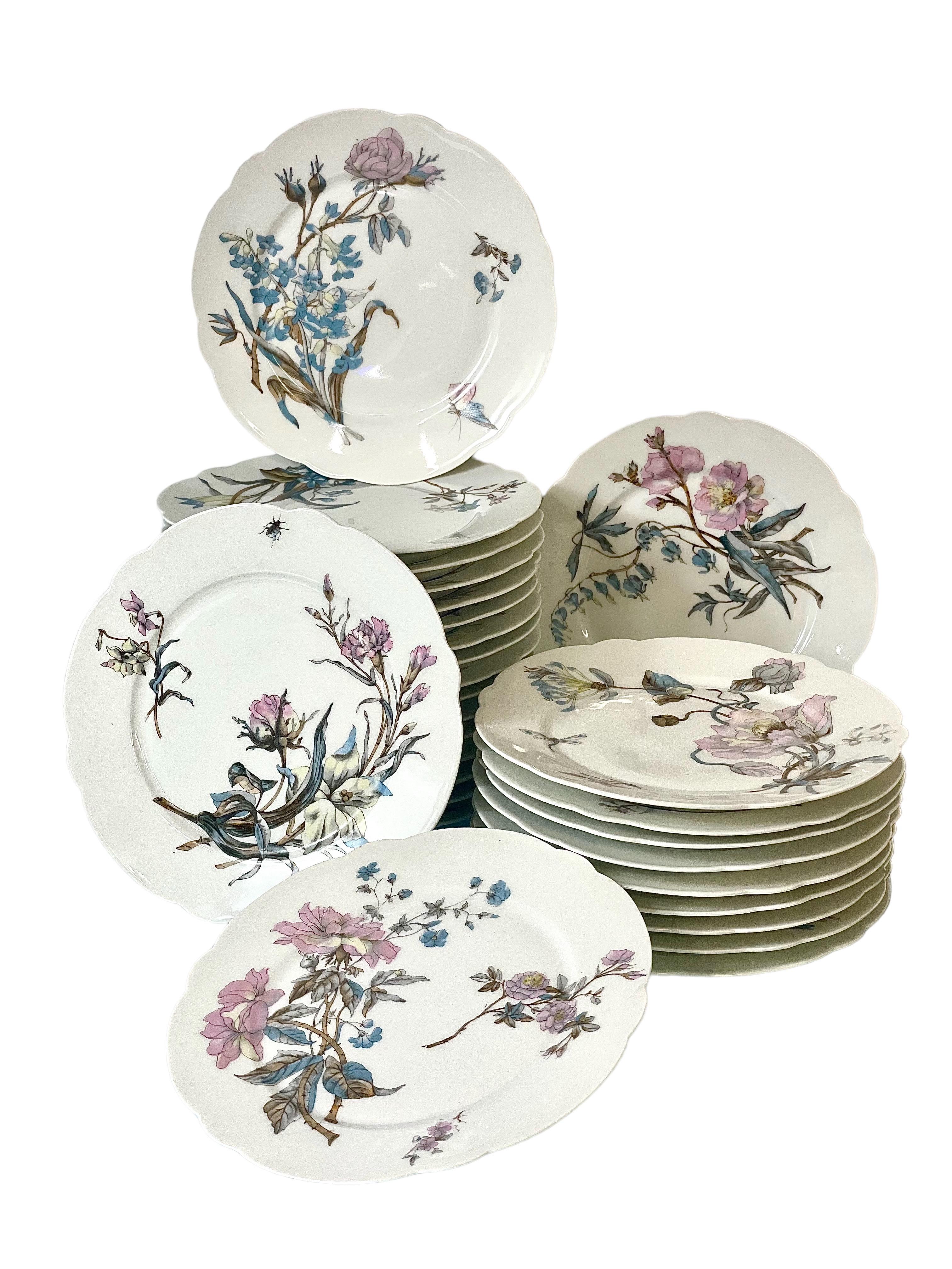 102-Piece Porcelain Dinner Service with Flowers and Butterflies For ...