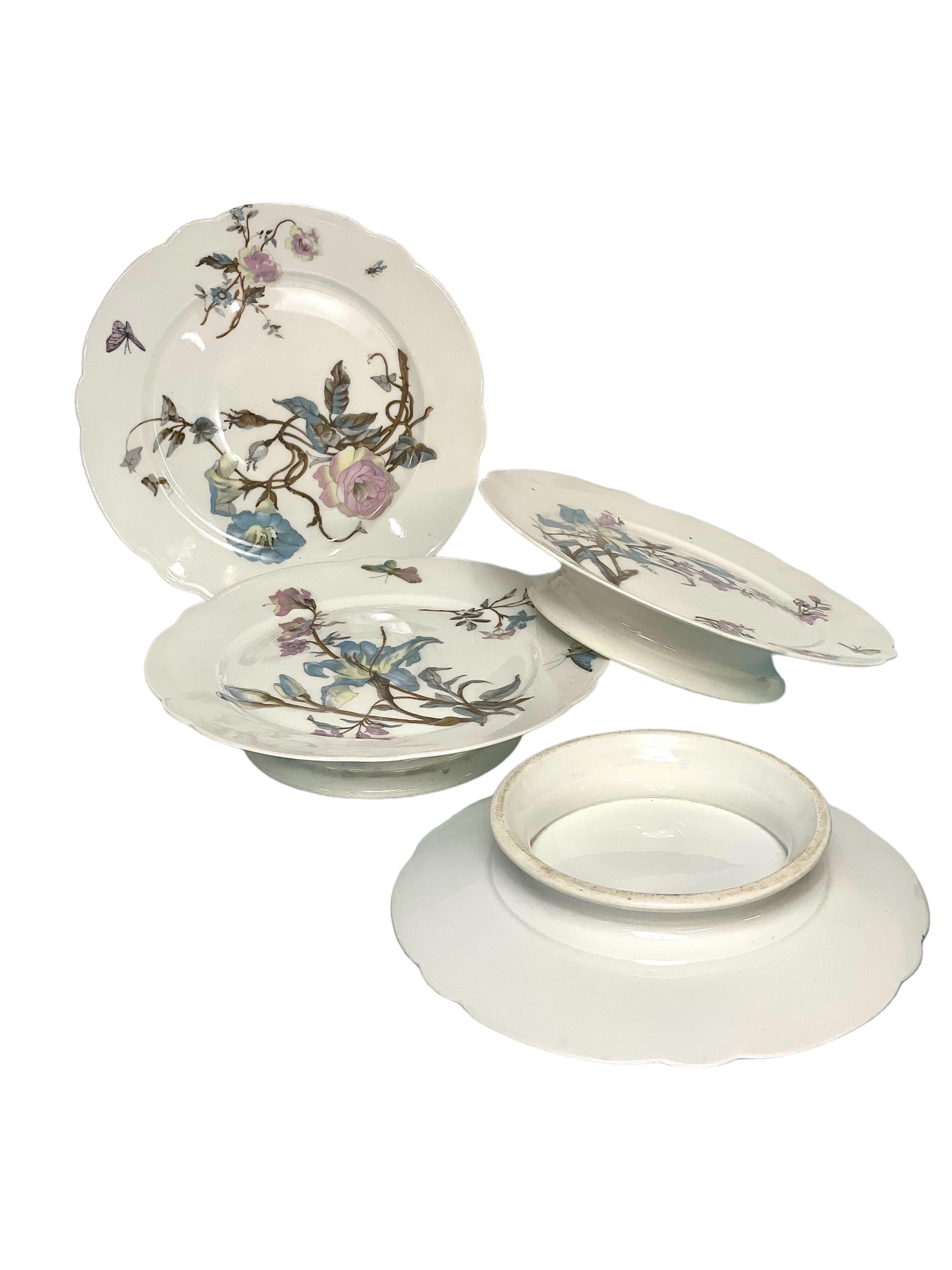 102-Piece Porcelain Dinner Service with Flowers and Butterflies For ...