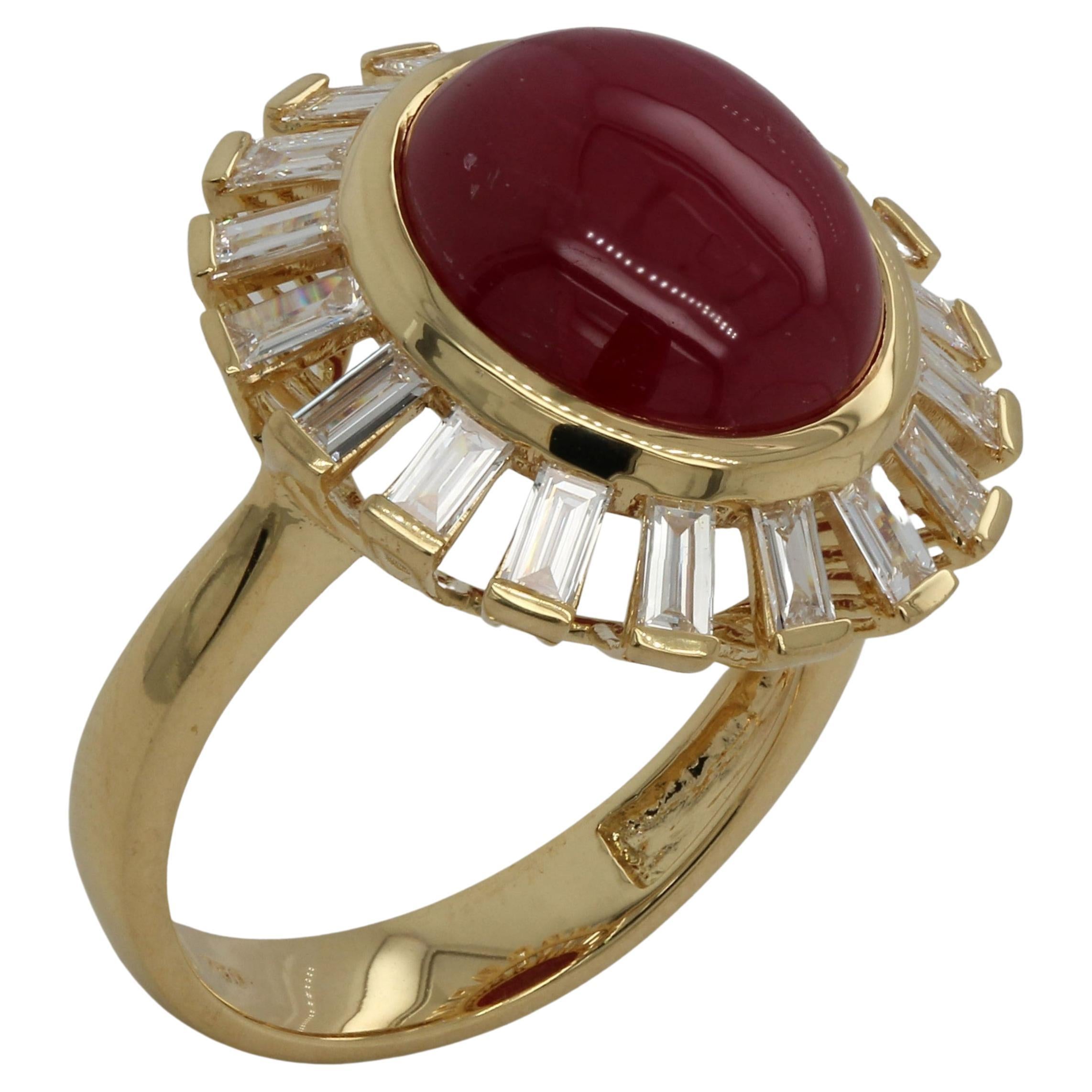 Ruby with Diamond Ring Set in 18 Karat Gold Settings For Sale at 1stDibs