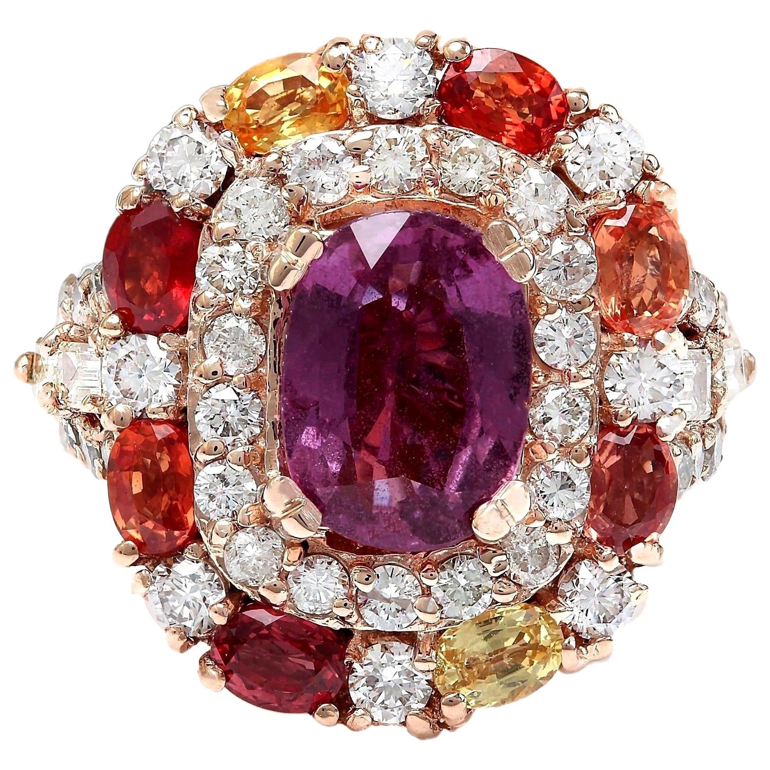 Ruby and Diamond Cocktail Ring 18 Karat Yellow Gold 10.23 Carat For ...