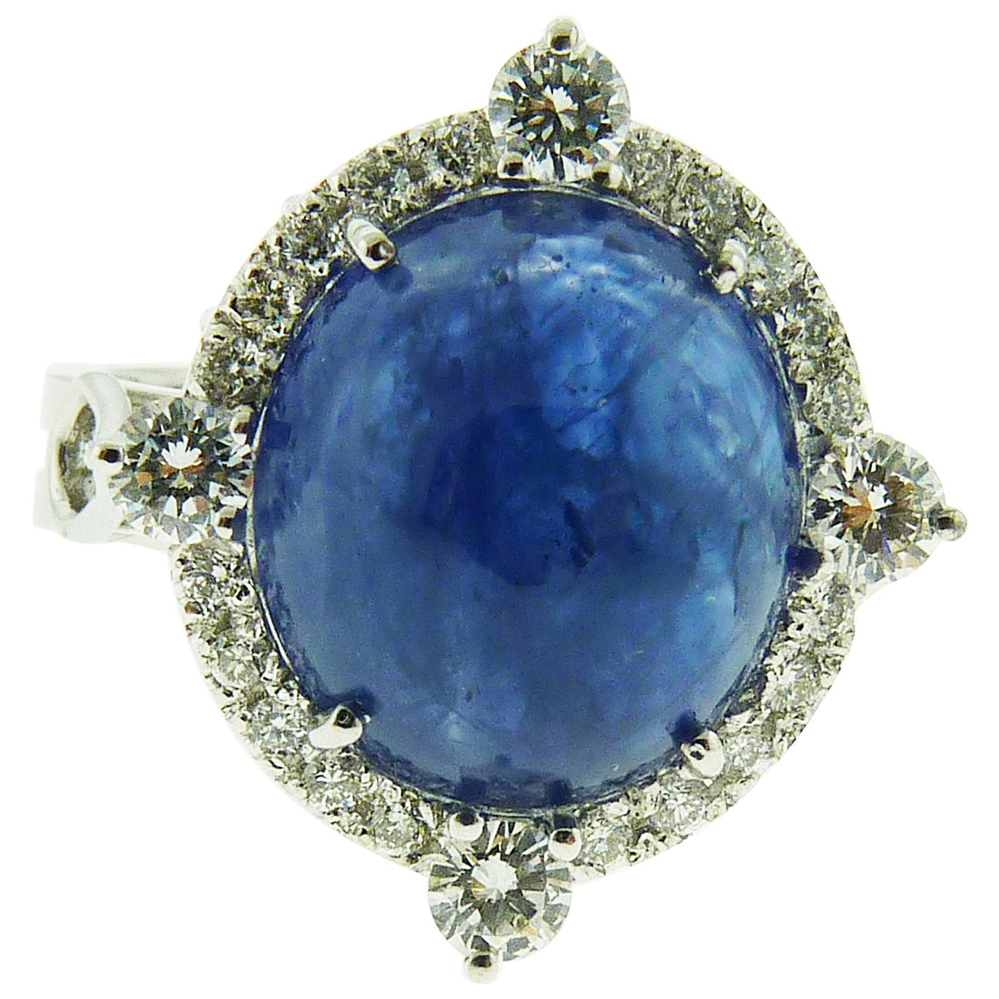 Antique Russian Cabochon Sapphire Diamond Ring at 1stDibs | cabochon ...