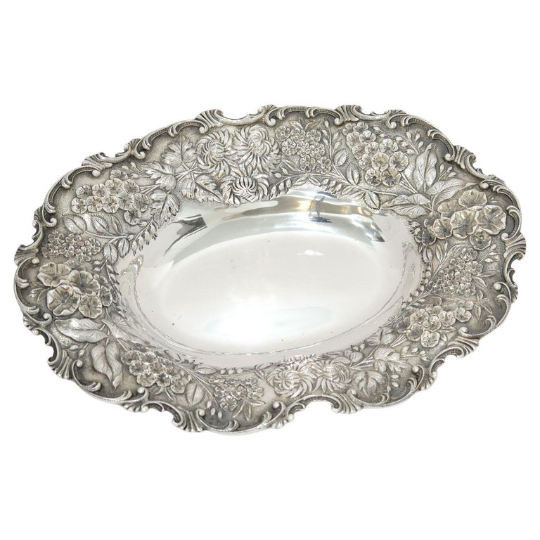 Sterling Silver S. Kirk and Son Antique Floral Repousse Oval Serving ...