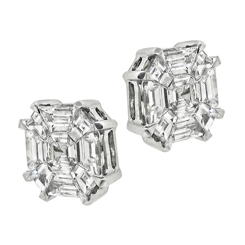 1.02ct Diamond Illusion Set Stud Earrings For Sale at 1stDibs ...