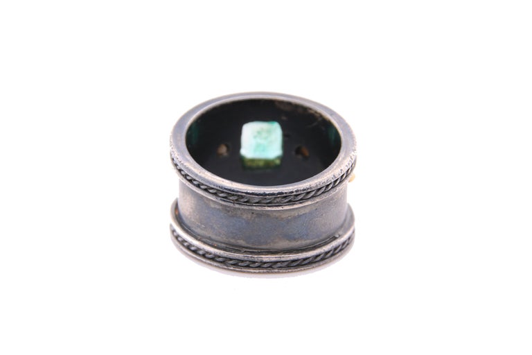 1.03 Carat Emerald and Diamond 18K Gold and Sterling Turkish Cocktail ...