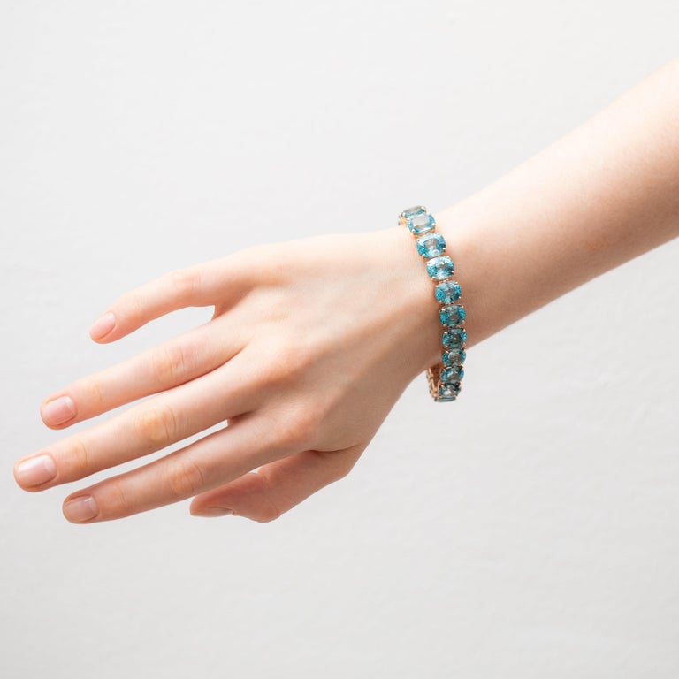 103.5 Carat Neon Blue Pink Gold Schullin Gemstone Bracelet For Sale at ...