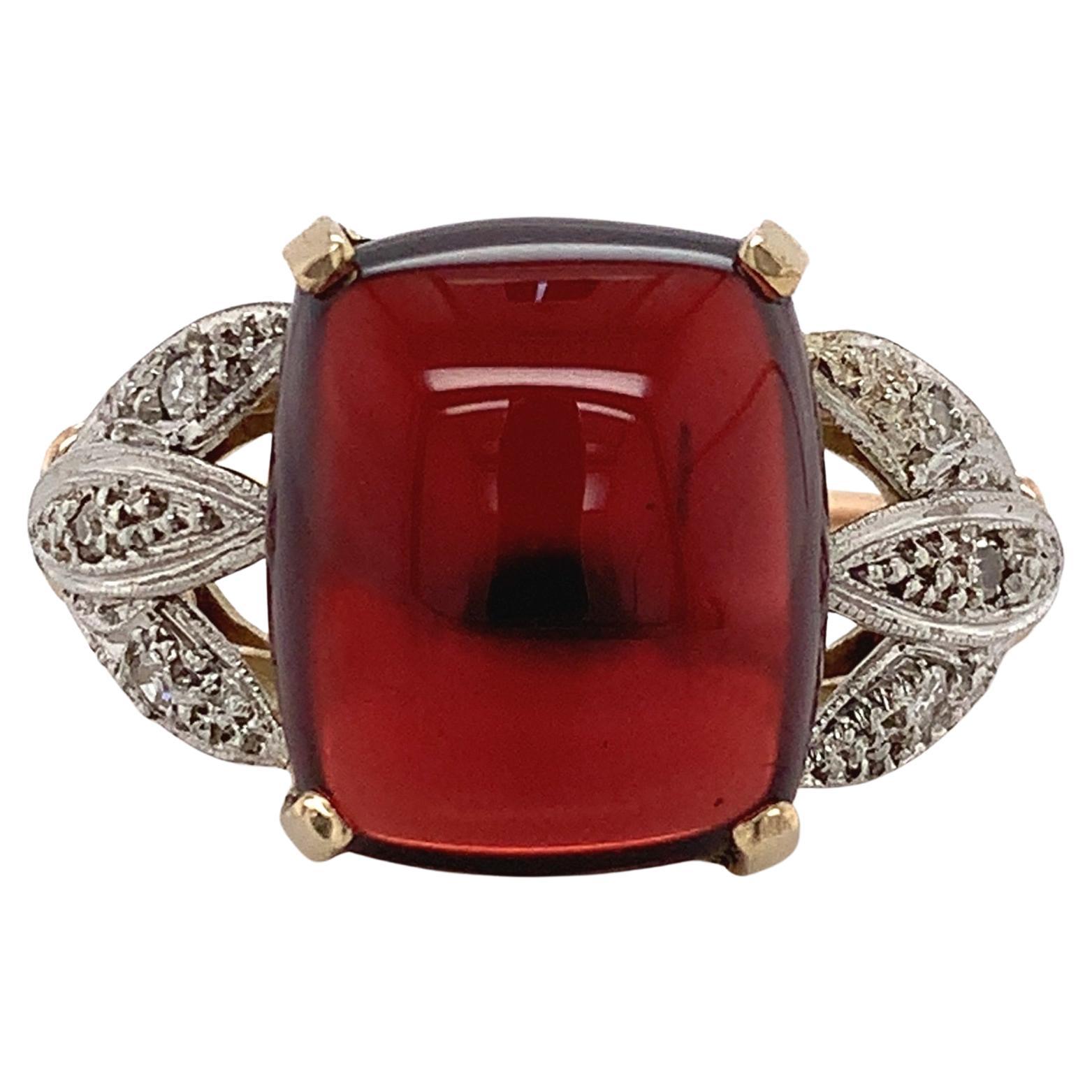 Cabochon Cut Garnet Gold Ring at 1stDibs