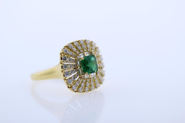 1.04 Carat Emerald and Diamond Ring in 18 Karat Gold at 1stDibs