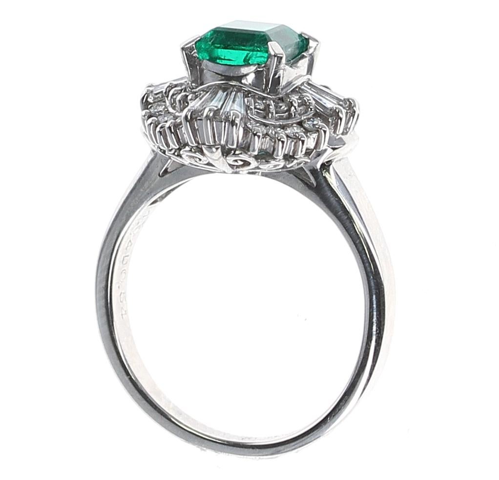 1.04 Carat Natural Emerald Step-Cut Emerald Ring with 0.54 Carat of ...