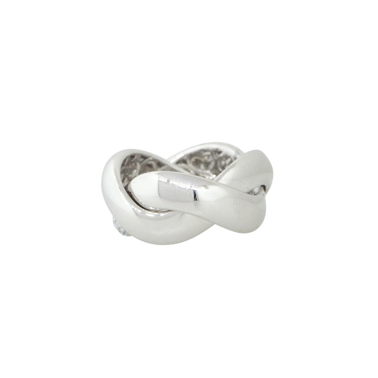 1.04 Carat Pave Diamond Crossover Wave Ring 18 Karat in Stock For Sale at 1stDibs