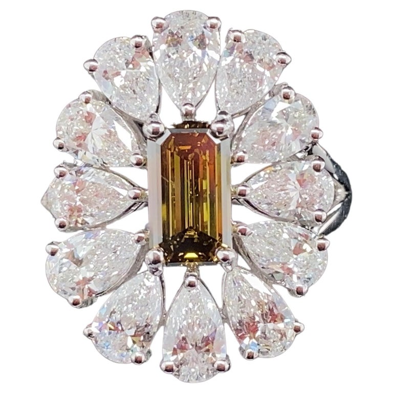 1.05 Carat GIA Certified Fancy Dark Brown Greenish Yellow Diamond Gold ...