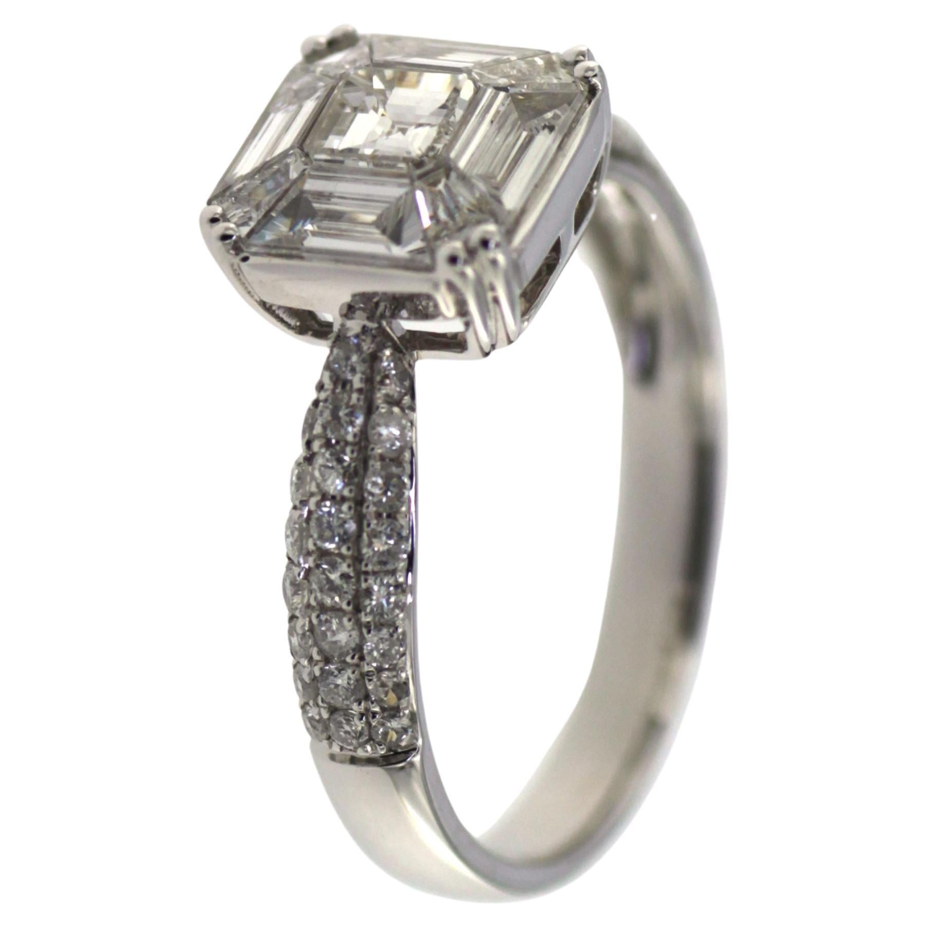 Illusion Setting Diamonds Ring in 18 Karat White and Rose Gold For Sale ...