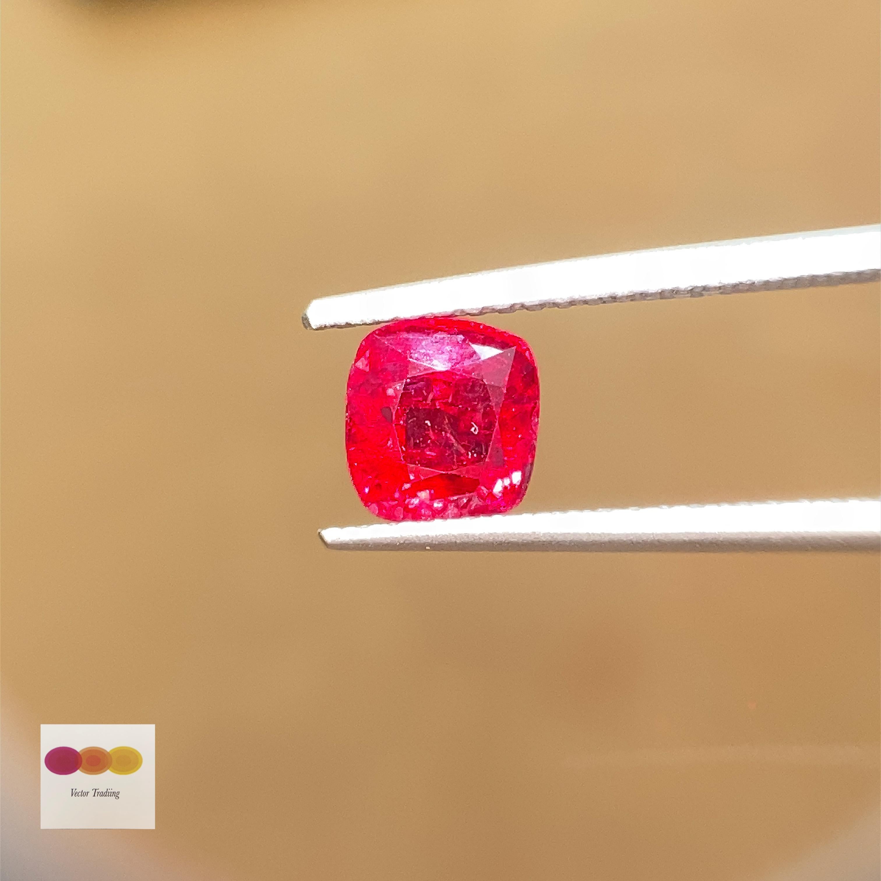 1.05 Carat GIA Certified Burma No Heat Cushion-Cut Pigeon's Blood Red ...