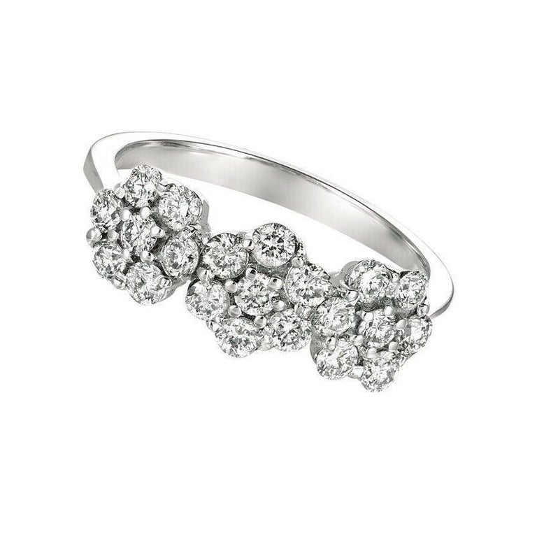 Customizable 1.05 Carat Natural Diamond 3 Flowers Ring G SI 14 Karat ...