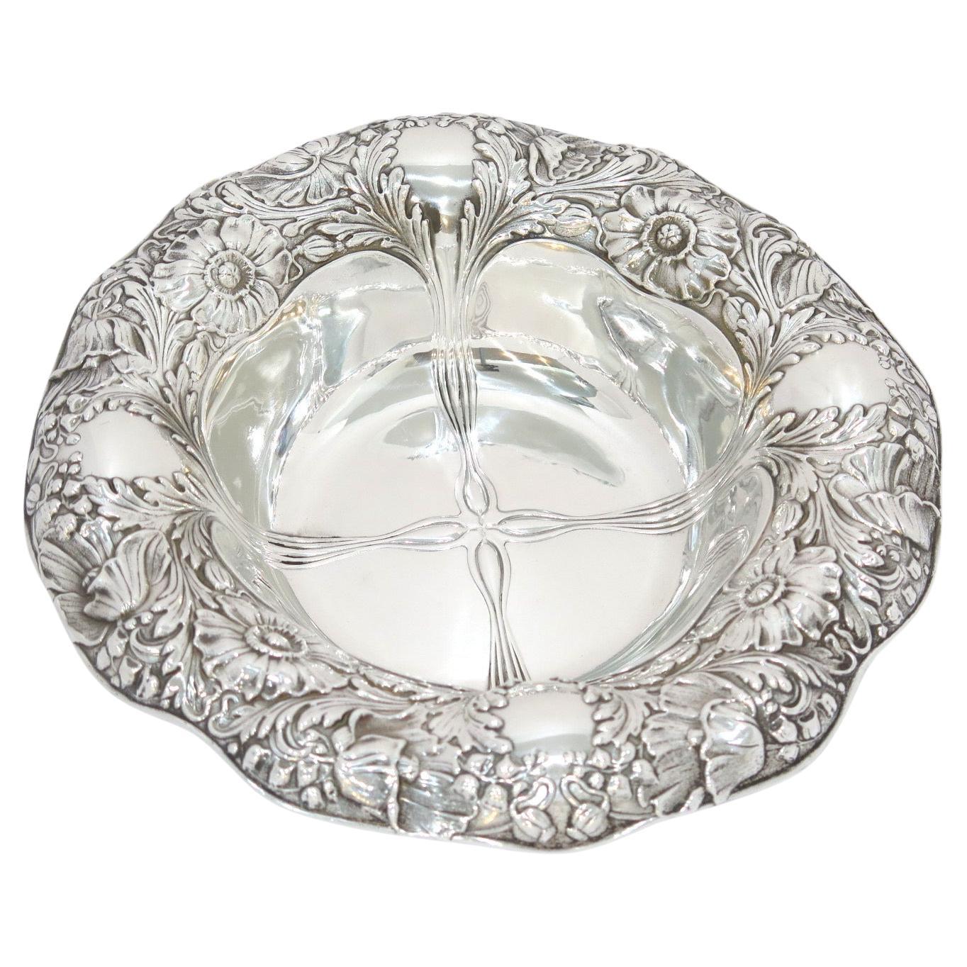 20 in - Sterling Silver Gilt Gorham Antique Poppy Flower Oval ...