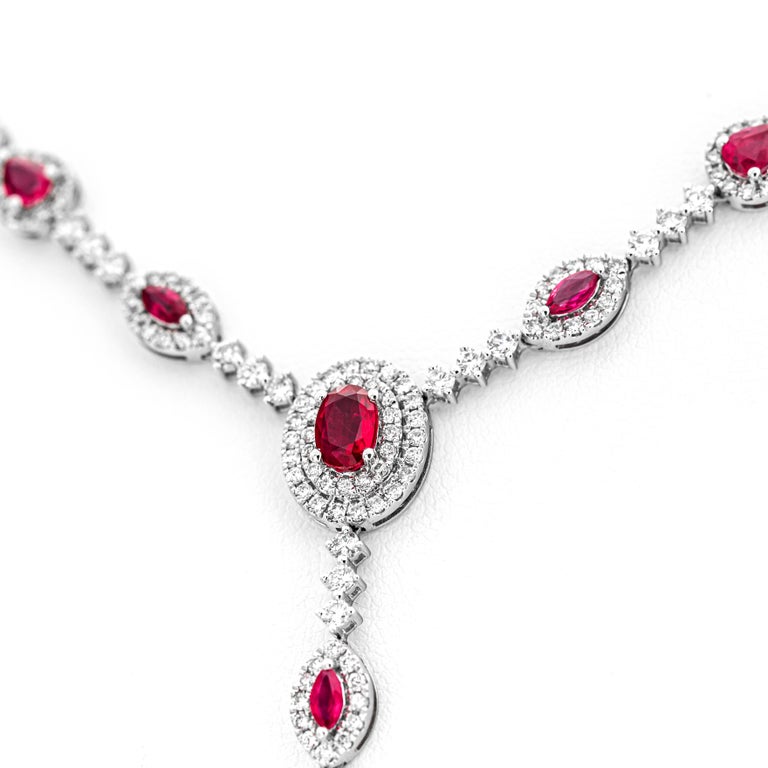 10.50 Tcw Natural Ruby and Diamond Collier Necklace For Sale at 1stDibs