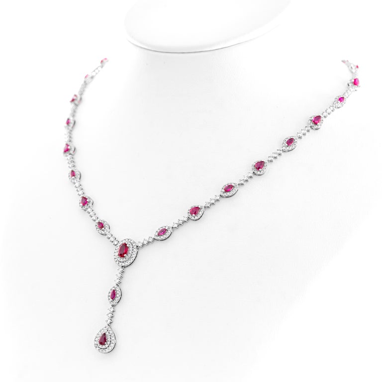 10.50 Tcw Natural Ruby and Diamond Collier Necklace For Sale at 1stDibs
