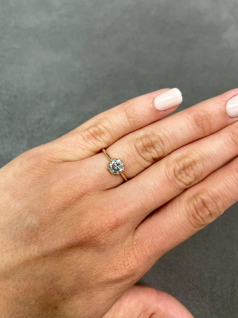 1.05cts 14K Swiss Cut Diamond Solitaire 8 Prong Gold Engagement Ring ...