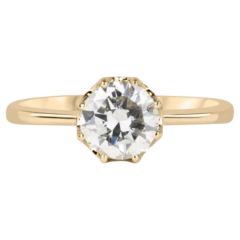 1.05cts 14K Swiss Cut Diamond Solitaire 8 Prong Gold Engagement Ring ...