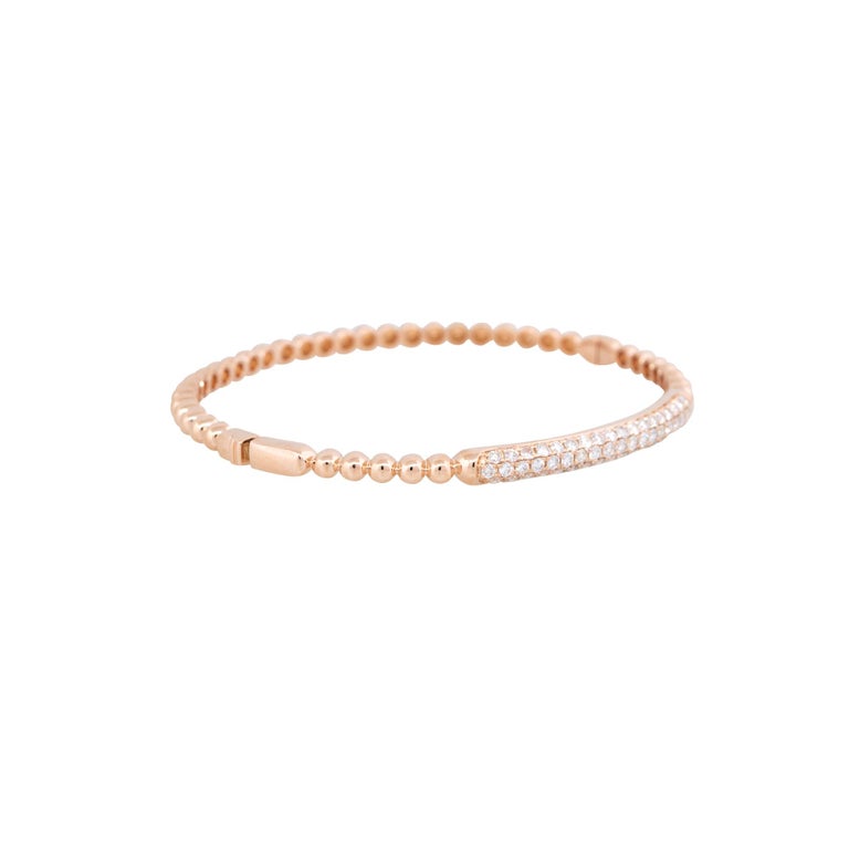 1.06 Carat Pave Diamond Bar Bump Bangle 18 Karat in Stock For Sale at ...