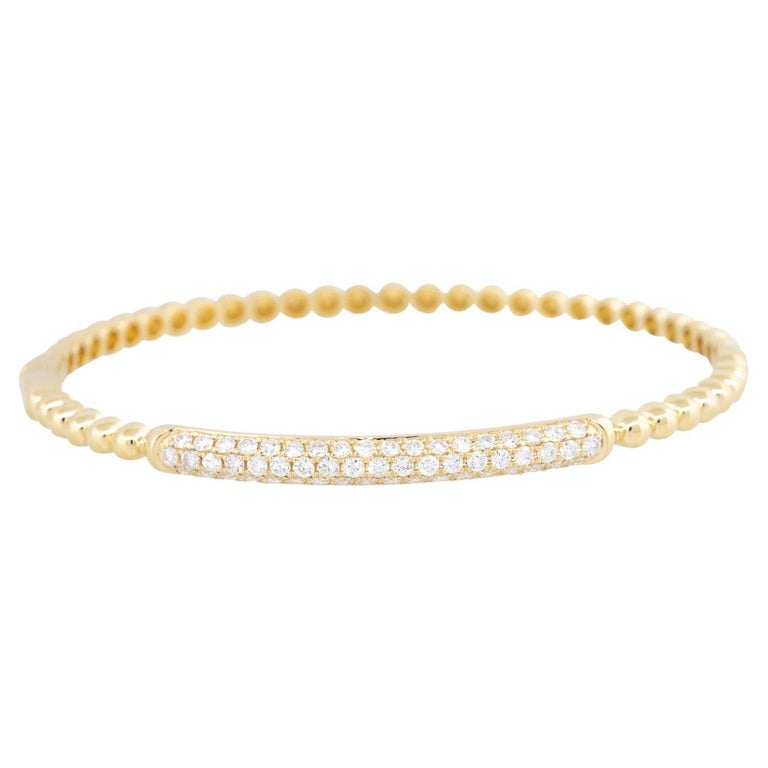 1.06 Carat Pave Diamond Bar Bump Bangle 18 Karat in Stock For Sale at ...