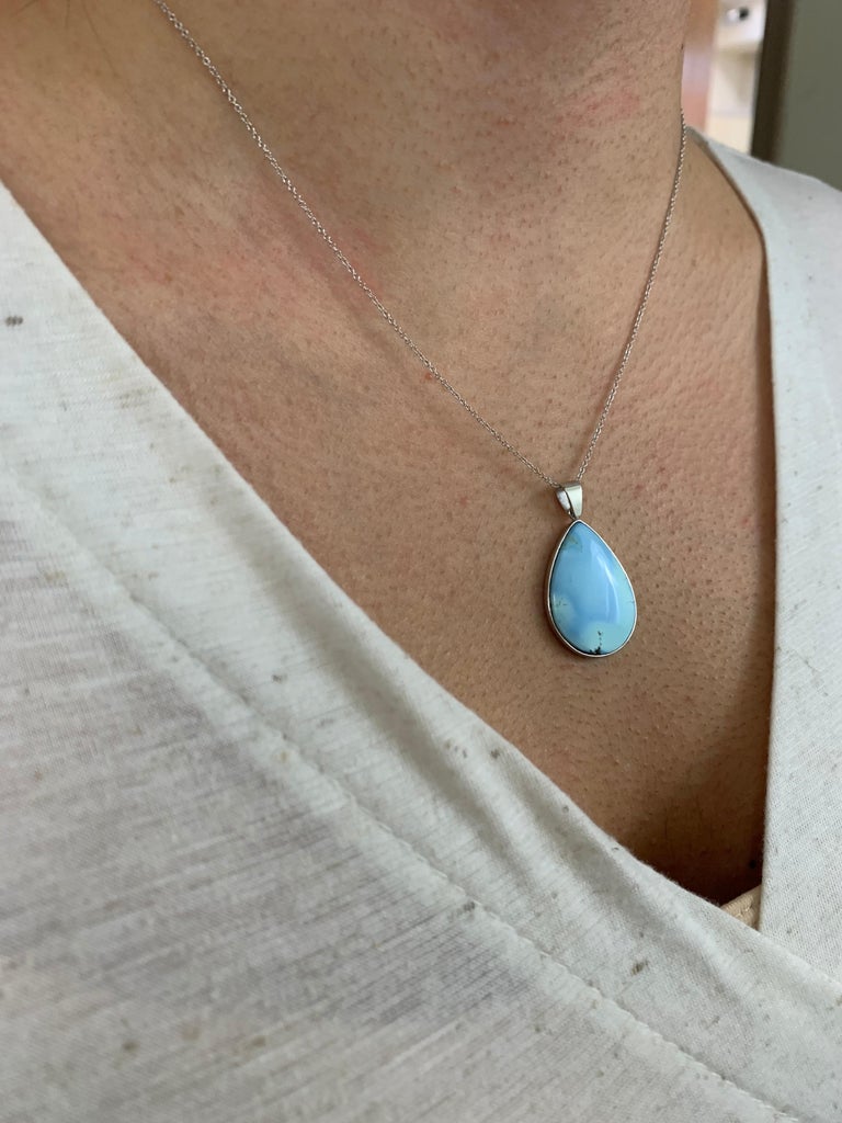 10.65 Carat Large Pear Shaped Turquoise Pendant Necklace Bezel 14 Karat ...